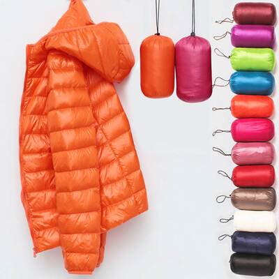 Winter Women Ultralight Thin Down Jacket 轻薄连帽女式羽绒服