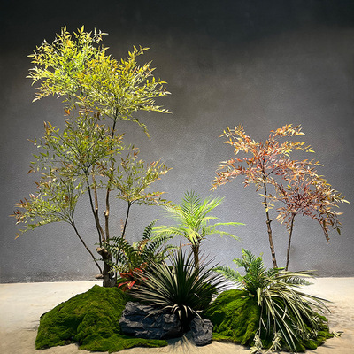 模拟绿色植物斯堪的纳维亚风格彷生绿色植物南迪纳竹盆栽室内窗户
