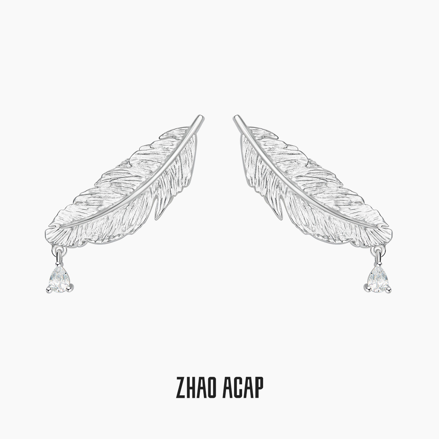 ZHAO ACAP原创设计飘落羽毛耳夹高级设计感无耳洞耳环