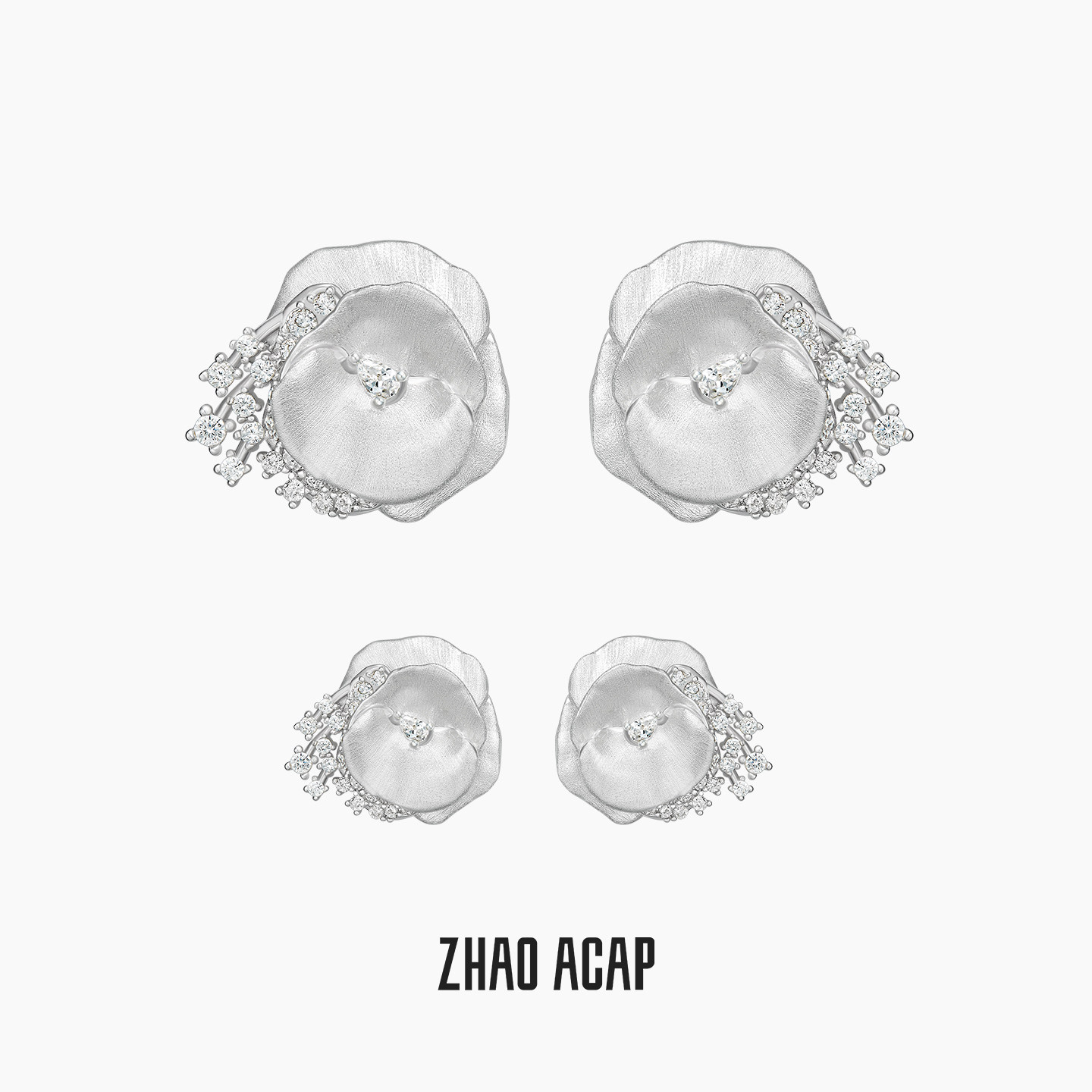 ZHAO ACAP原创设计在逃山茶丝绸拉丝耳钉
