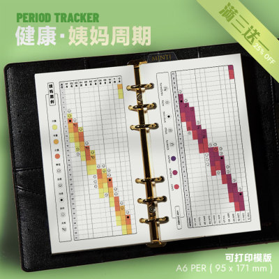健康 | 姨妈周期Period可打印内页模版女性健康年记录打卡月经