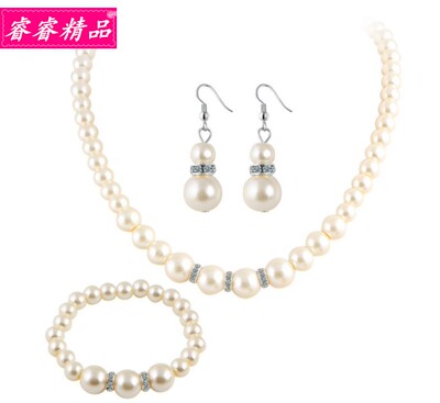 bride Pearl necklace earrings Sweater chain bracelet jewelry