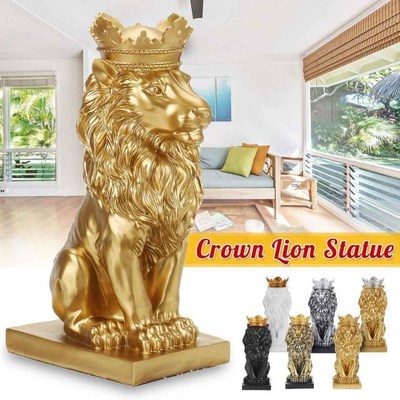 Nordic Resin Crown Lion Sculptures Lion Statue for Home Deco