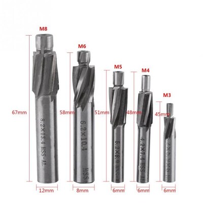 5 Pcs M3-M8 Countersink Drill Bit 4 Flutes HSS-AL Countersin