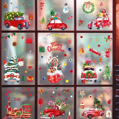 Merry Christmas Decoratio Sticker Window Santa Claus Giving