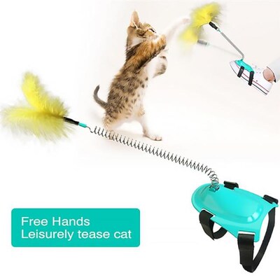 Foot Teasing Interactive Teaser Stick Elastic Kitten Feather