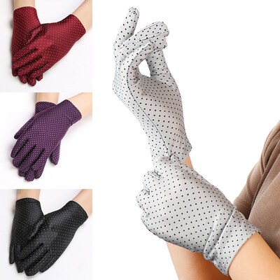 Women Dots Short Sexy Gloves Spandex Sunscreen Summer Anti-U