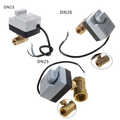 AC220V DN15 DN20 DN25 2 Way 3 Wires Brass Motorized Ball Val