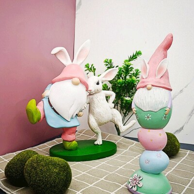 Creative Rabbit Gnome Resin Statue Faceless Doll Tomte Dwarf