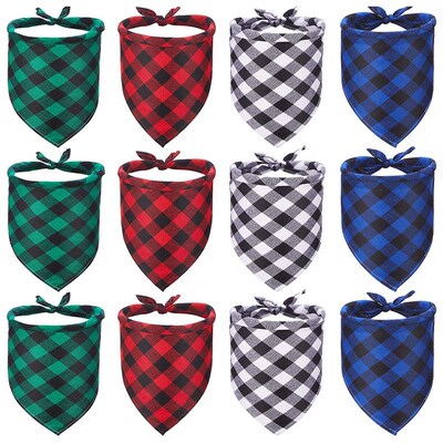 12 Pieces Of Dog Bandana Triple-Cornered Bib Scarf Adjustabl