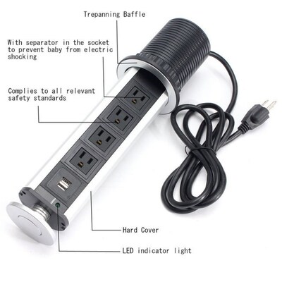 2500W US/UK/EU/AU Plug Pull pop-up Electrical Socket 4 Power