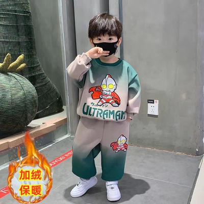奥特曼卫衣加绒帅气儿童秋冬运动套装男童秋季装炸街男孩洋气爆款