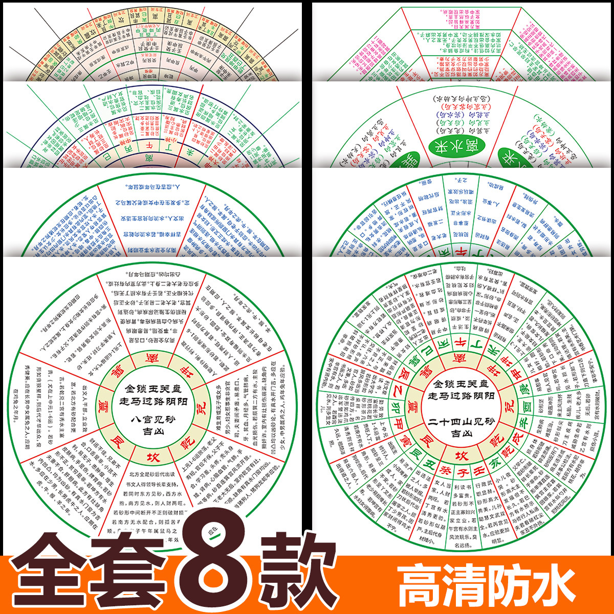 新款金锁玉关盘PVC材质摆件来龙来水立向八宫二十四山砂水立向盘