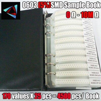 0603 SMD Resistor Sample Book 5% 0R~10M Tolerance 170valuesx