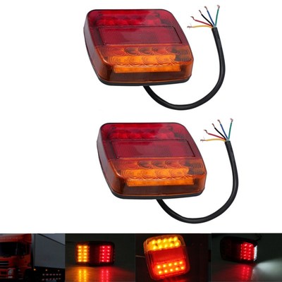 2Pcs 12V Trailer Truck Caravan 26 LED Taillight Tail Rear Li