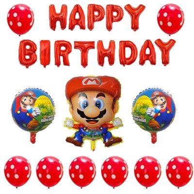 24pcs/set Super Mario foil Balloon party Toys red blue Mario