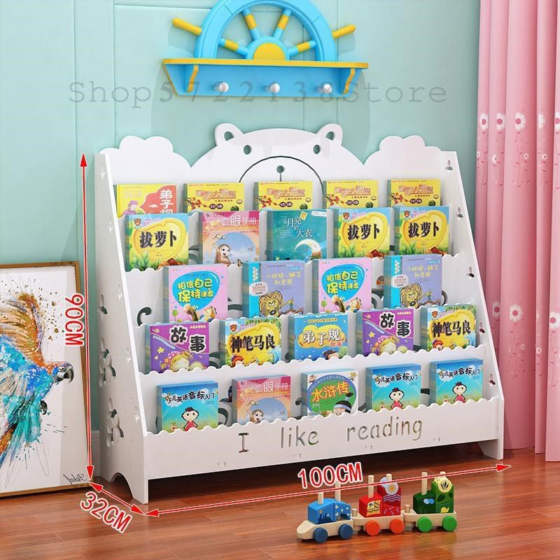 Children's bookshelf landing book simple cartoon bookcase st_虎窝淘