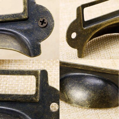 20PCS File Name Card File Cabinet Handles Label Holder Antiq