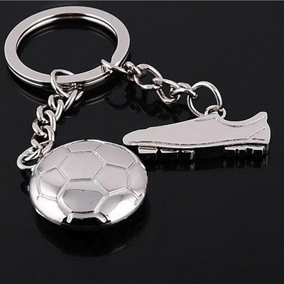 silver football soccer boots metal keychain key ring creativ