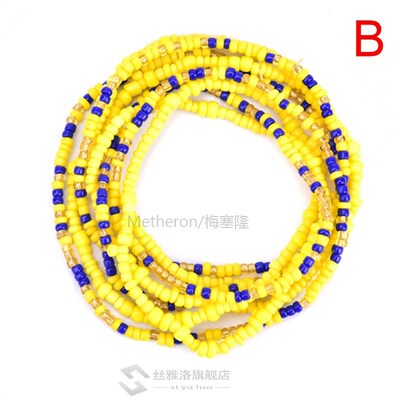 Double Row Beads Belly Waist Chains Bohemian Colorful Body C