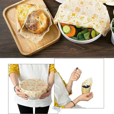 3PCS Reusable Silicone Beeswax Wrap Seal Food Fresh Keeping