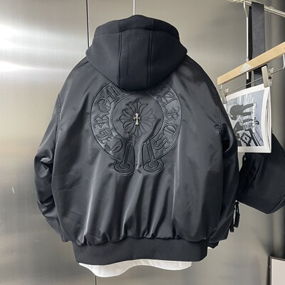 实体春季新款外套男十字架刺绣宽松连帽潮牌宽松休闲棒球服夹克