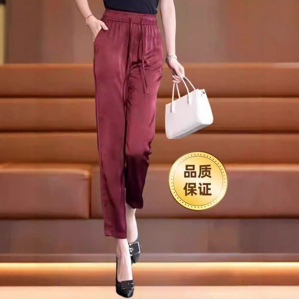 高腰显瘦裤子休闲裤新款休闲宽松2026仿醋酸垂顺通勤小个子慵懒裤