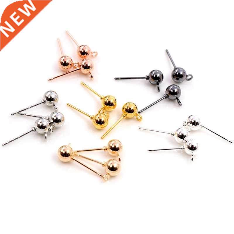 50pcs/lot 3/4/5mm 6 Colors Pin Findings Stud Earring Basic P_虎窝淘