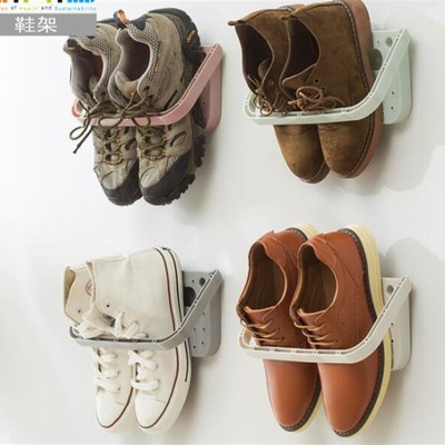 Folding Suction Shoe Rack Wall Mounted Shelf Slipper Organiz