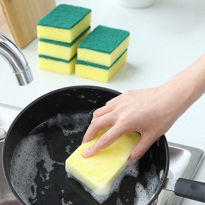 Kitchen Sponge Brush Dishwasher Magic Doublesided Pan Scrubb