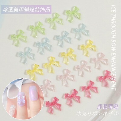10x10mm Translucent Ribbon Nail Drill Japanese Style Bow Tie