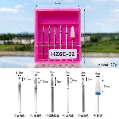 Russian Pretreatment 6Piece Nail Grinding Head Kit Ceramic C