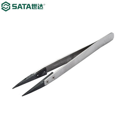 世达（SATA）03161/03162/03163防静电宽头/弯头/尖头镊子130mm03