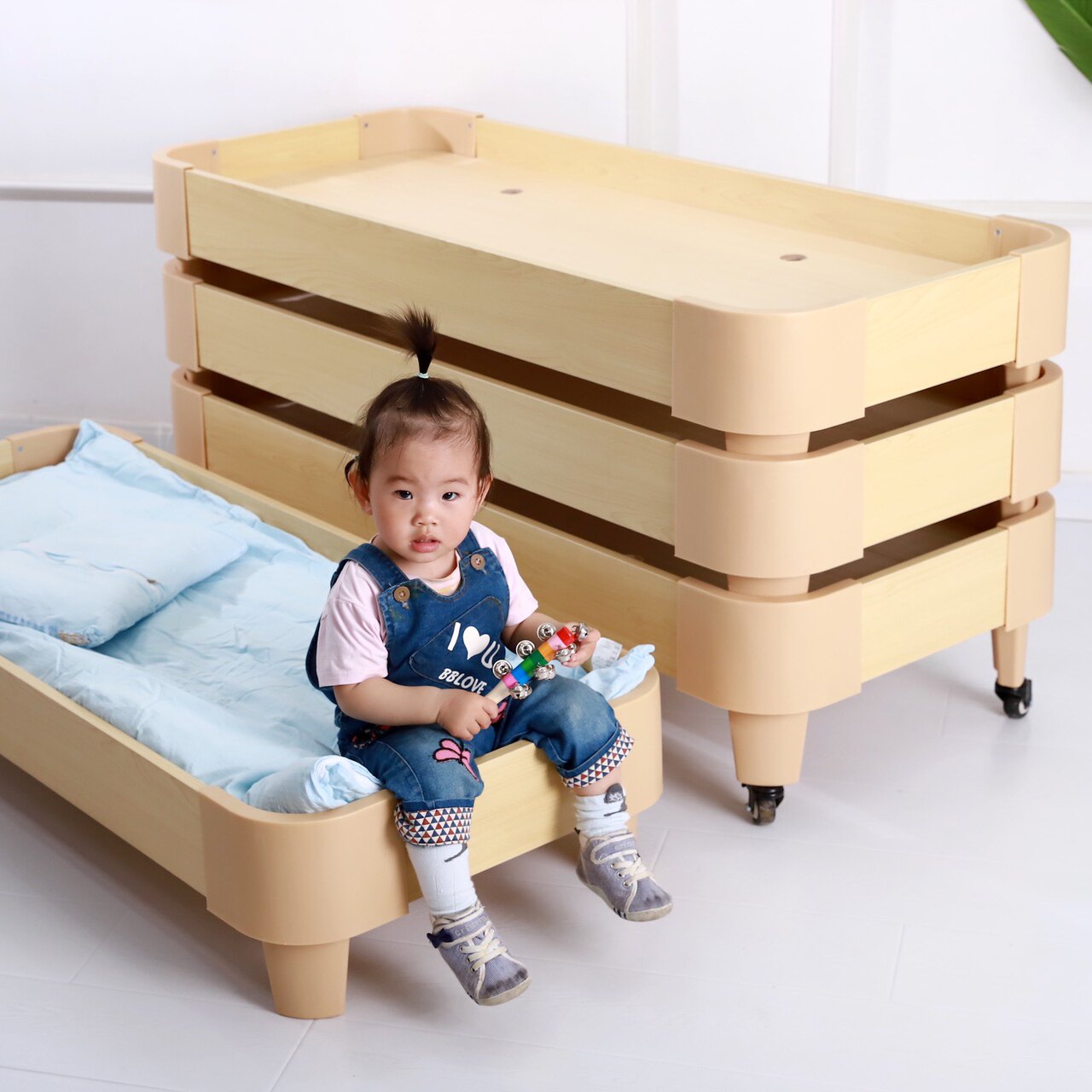 幼儿园床午睡床实木床早教托管班小学生午睡床午休小床专用叠叠床