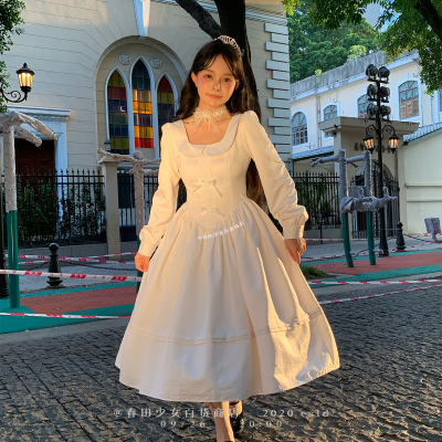 春田花园原创长袖连衣裙胖妹妹