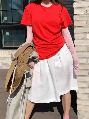 现～2026春夏装新款韩国东大门百搭简约多色water棉羊绒短袖T恤女