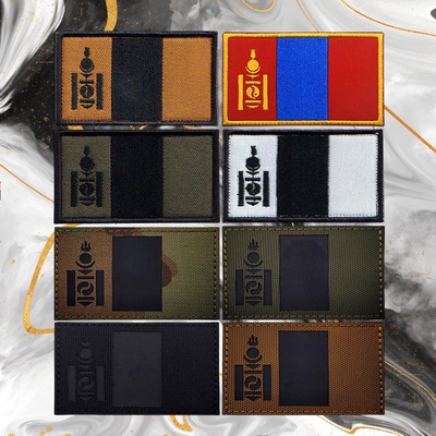 蒙古国旗帜 Mongolia flag IR反光魔术贴臂章 迷彩士气章军迷徽章