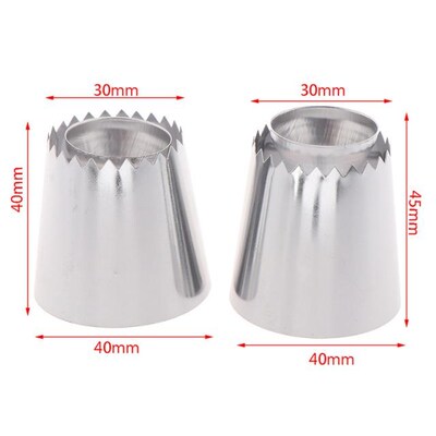 2Pcs Large tube Stainlessl Steel Pastry Russian Tip Nozzles
