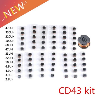 65PCS 13Values CD43 D Power Inductor Assortt Kit 2.2H-470H C