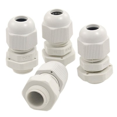 4 Pcs 3-6.5mm Cables PG7 Waterproof White Plastic Glands Con