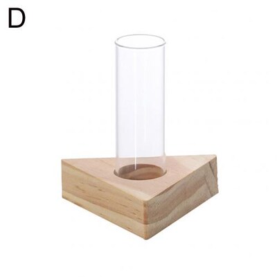 Wood Stand Frame Glass Bottle Clear Plant Vase Pot Terrarium