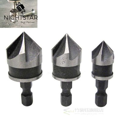 3Pcs 90 Degree 1/4 Hex 5 Flute 12 16 19mm Countersink Drill