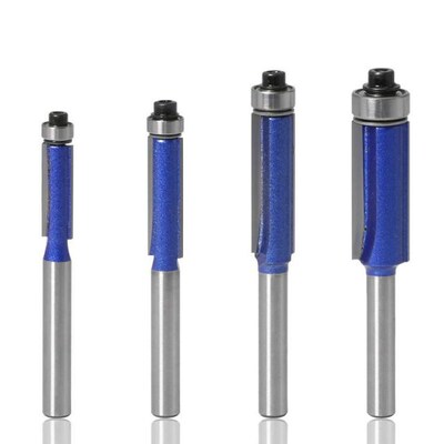 1/4PC 1/4 Shank Trim Router Bit with Bearing for Wood Templa