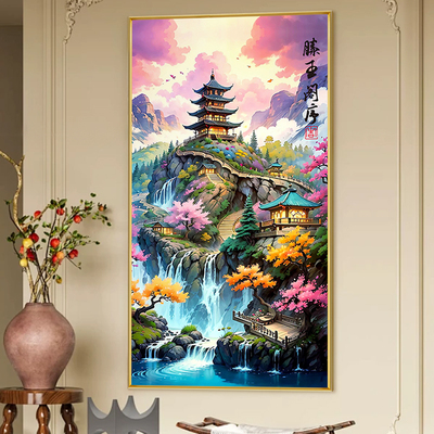 DC蒂彩手工diy钻石画2025新款滕王阁序客厅玄关装饰画点钻十字绣