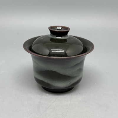 天下龙泉丨 撇口马蹄二才盖碗茶具陶瓷