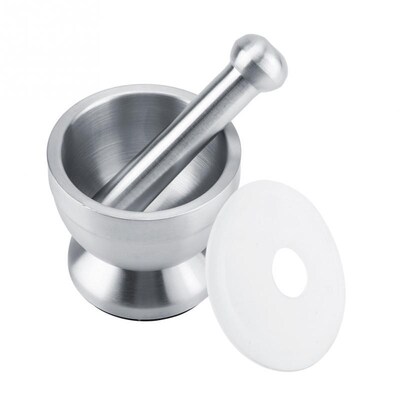 Stainless Steel Mortar Pestle Beans Garlic Spices Foodstuffs
