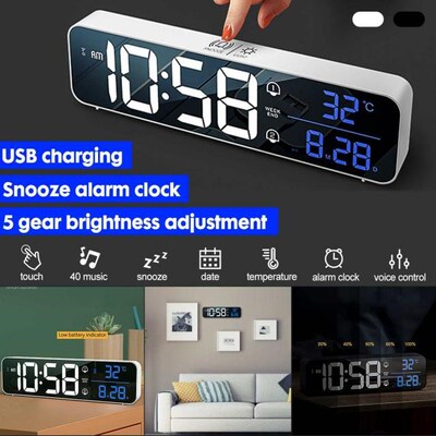 Wireless LED Digital Alarm Clocks Snooze Digital Clock USB L