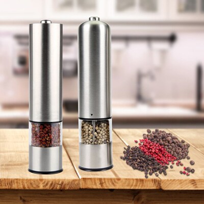 Electric Salt and Pepper Grinder Set Shaker Mills Adjustable