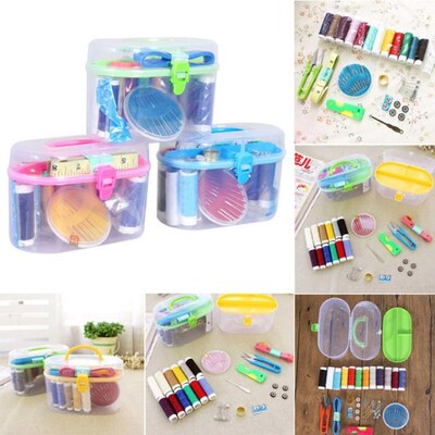 Mini Travel PP Sewing Box With Color Needle Threads Sewing K