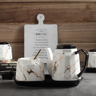Creative simple marbled gilt ceramic seasoning jar combinati